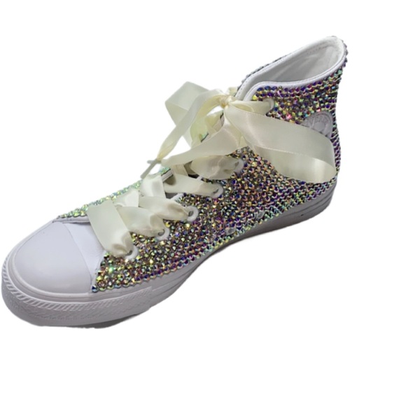 Converse | Shoes | Crystal Ab Diamond High Top Monochrome Converse ...